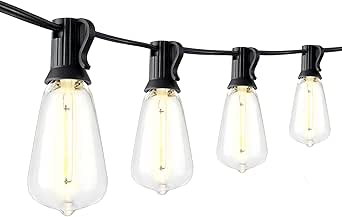 loedis LED Outdoor String Lights 50FT Patio Lights with 28 Shatterproof ...