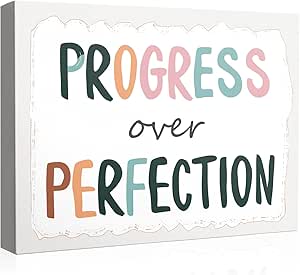 Amazon.com: Progress Over Perfection Canvas Wall Art, Classroom Wall ...
