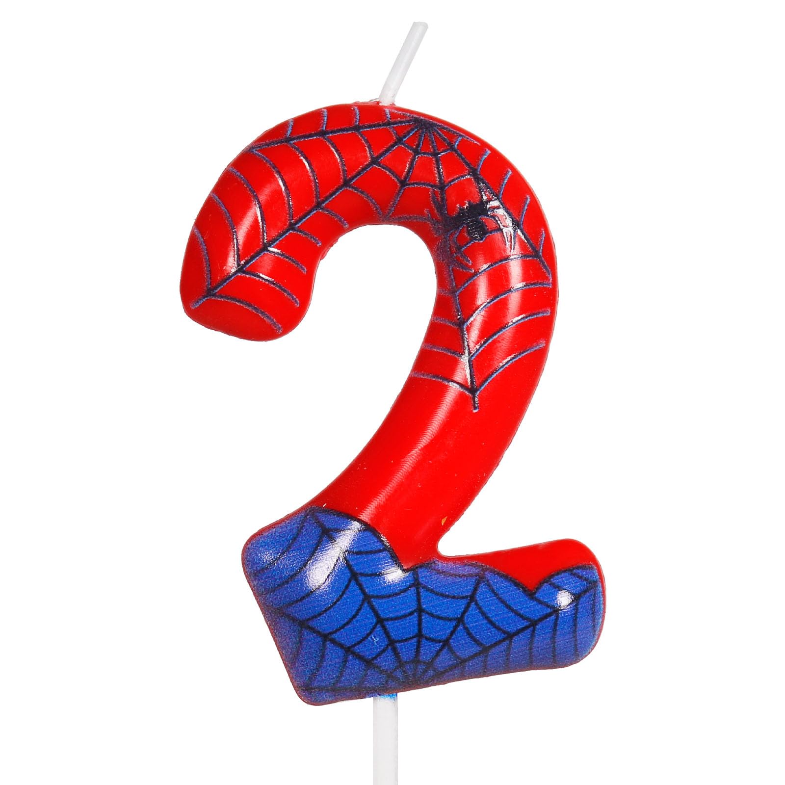 Amazon.com: Red Blue Spider 2nd Birthday Candles Number 2 Candle Cake ...