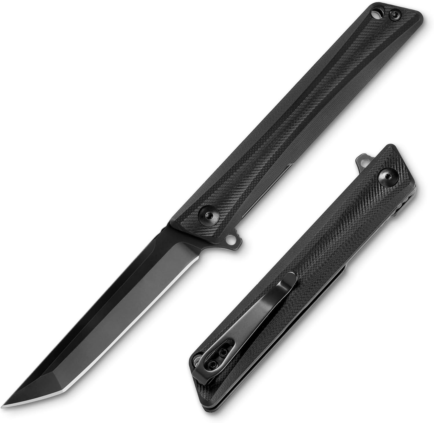 Amazon.com: FUNBRO Tanto Pocket Knife for Men, Slim Flipper Open D2 Steel Folding knife with ...