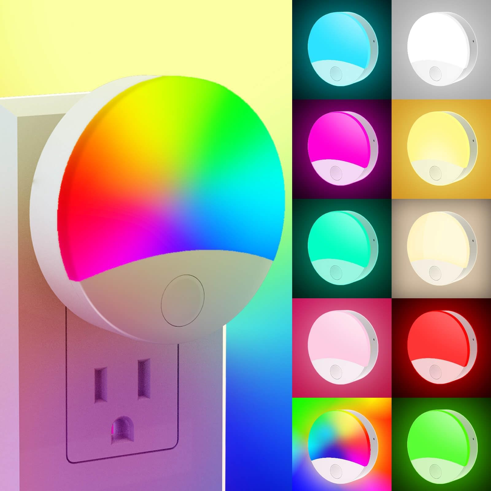 2 Pack LED Night Light, Dusk to Dawn Light Sensor, UK Plug in, Auto On ...