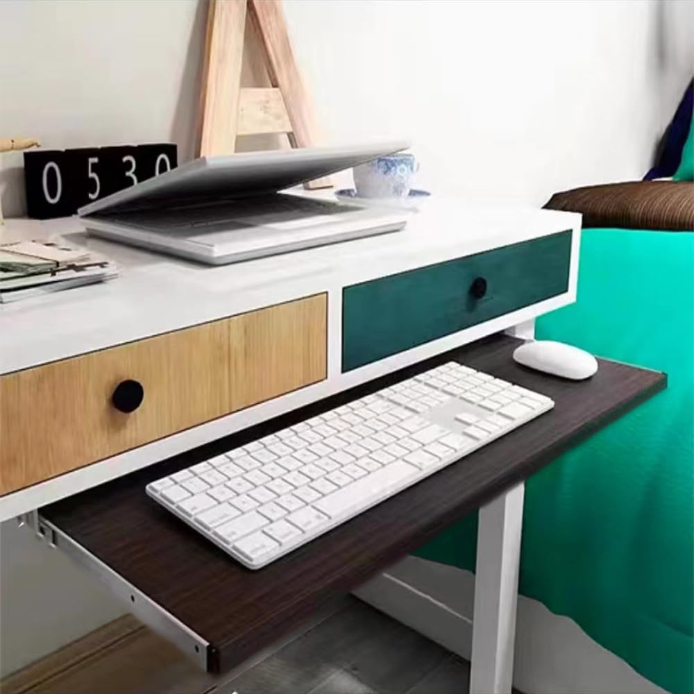 Amazon.com: DOUKI Keyboard Tray Wooden Pull Out Keyboard Drawer Under ...