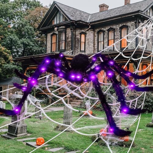 Amazon.com: Spider Webs Halloween Decorations Outdoor, 60" Light up ...