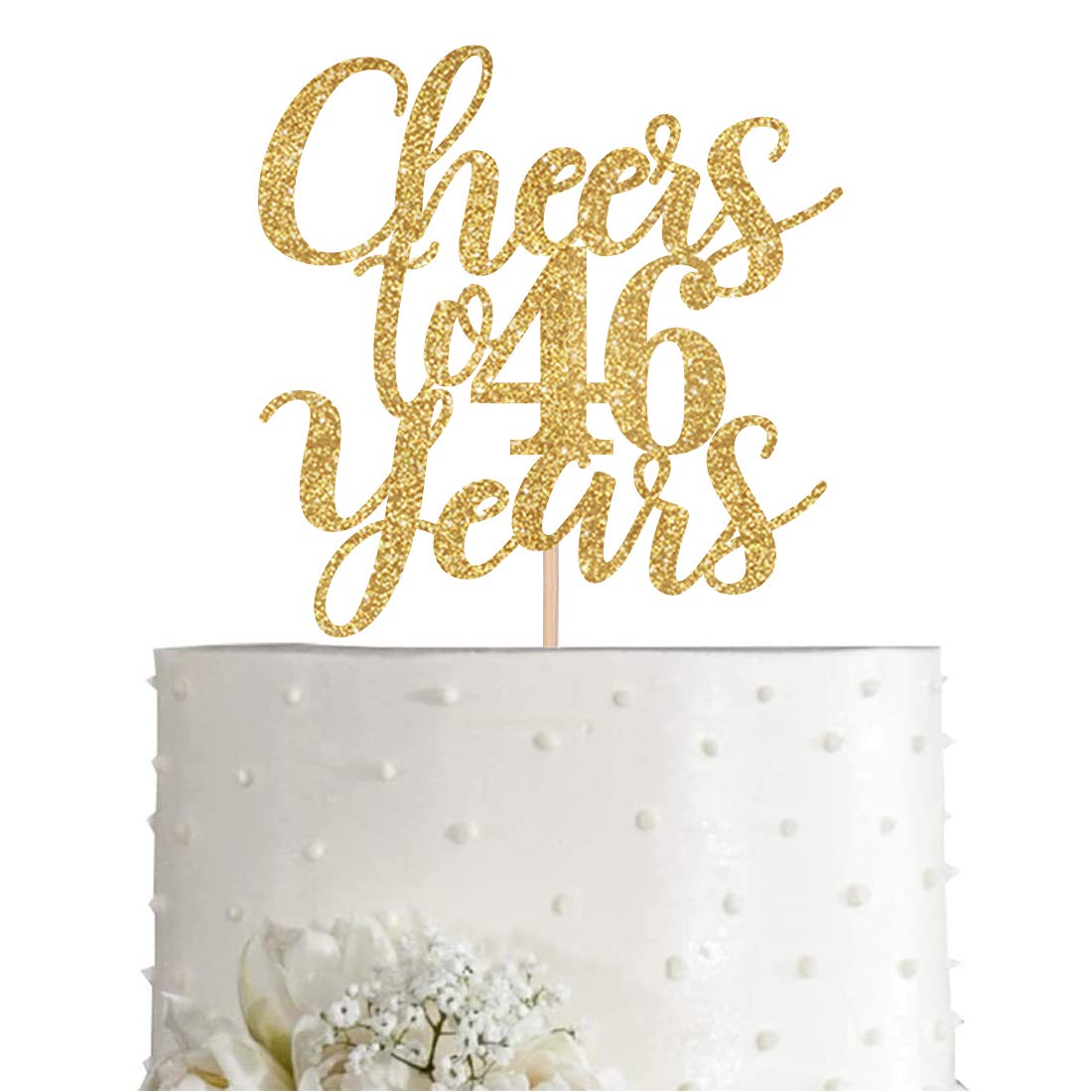 Buy Gold Glitter Cheers to 46 years cake topper, Gold Happy 46th ...