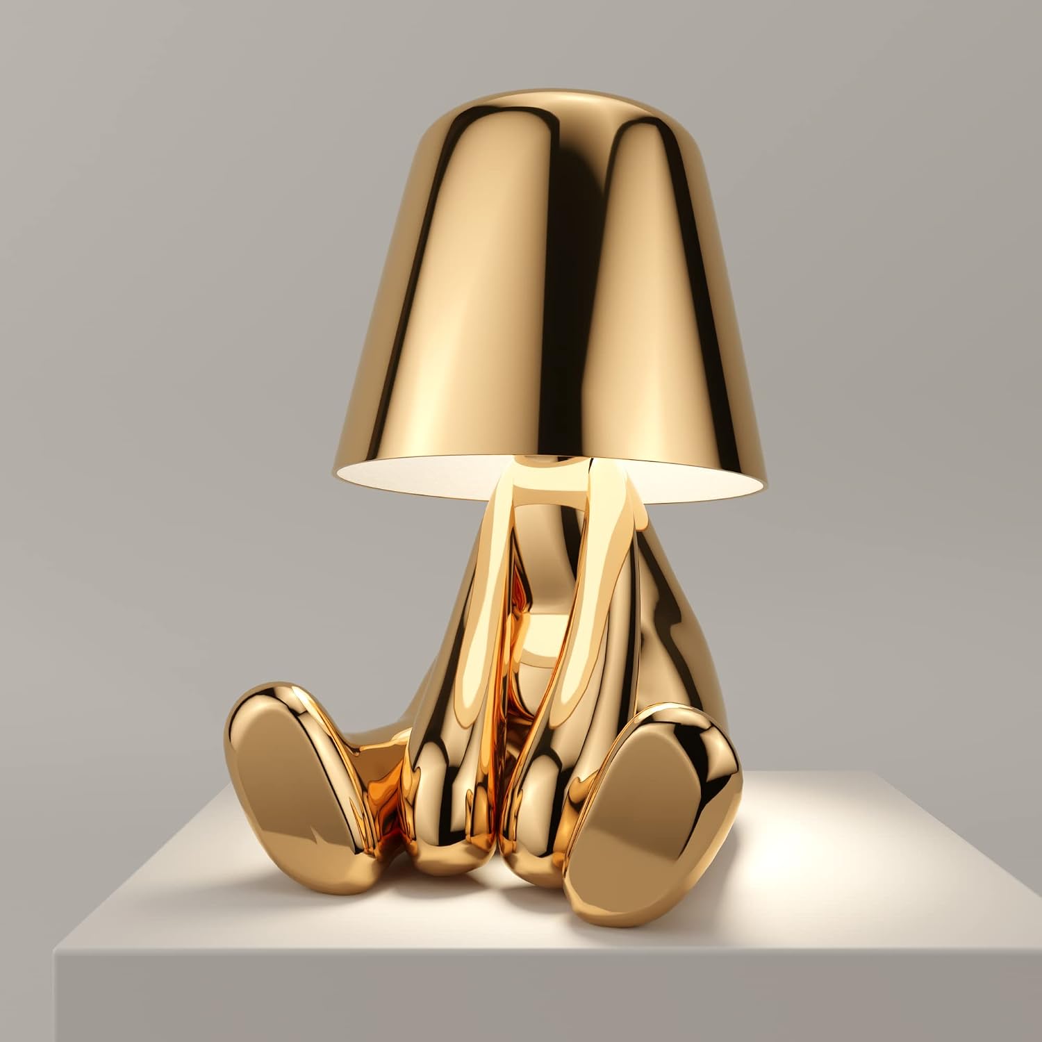 LUSHUE Thinker Lamp Gold - Unique Character Lamp for Living Room ...