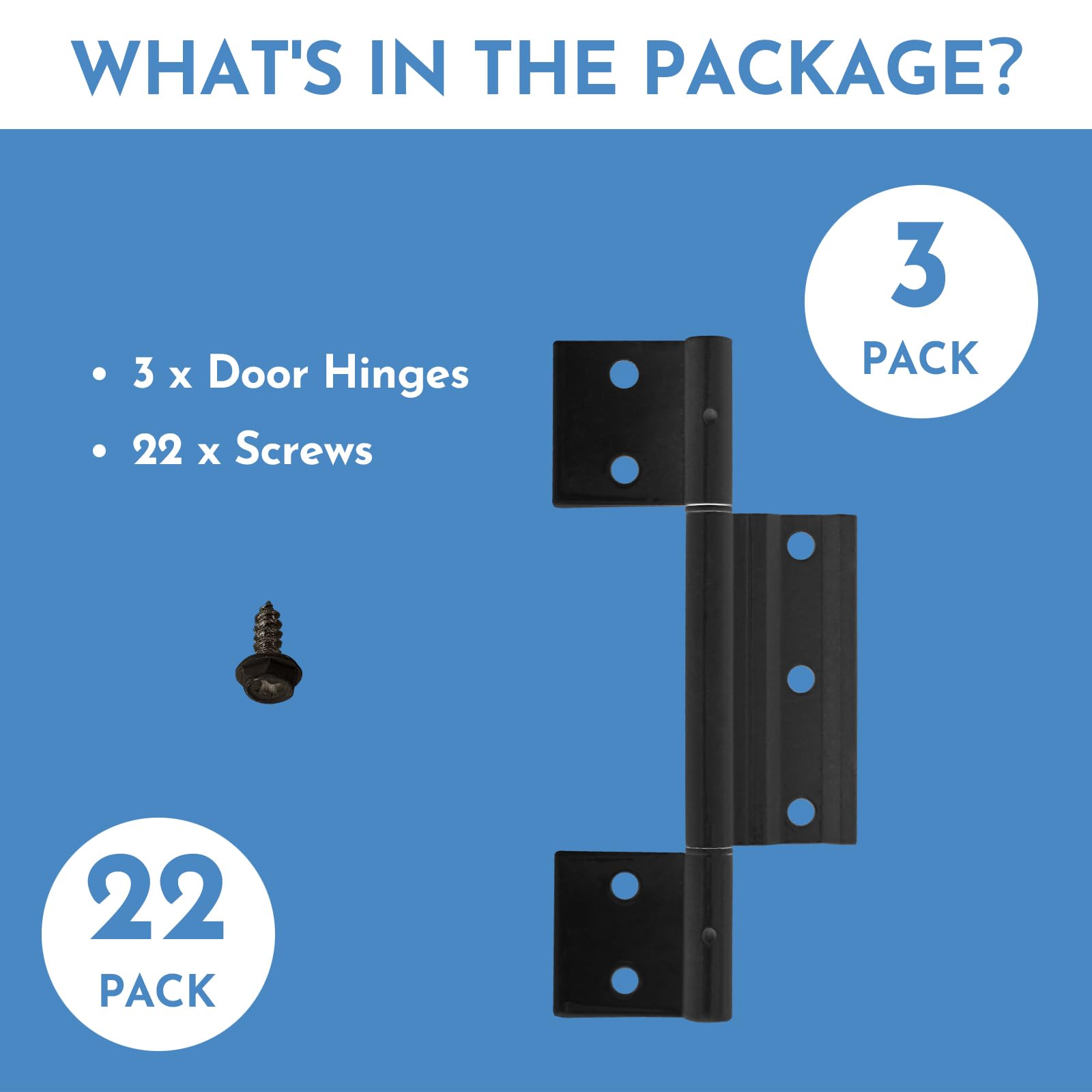 Snapklik.com : 3Pack Black Screen Door Hinges, Aluminum Matte Black ...