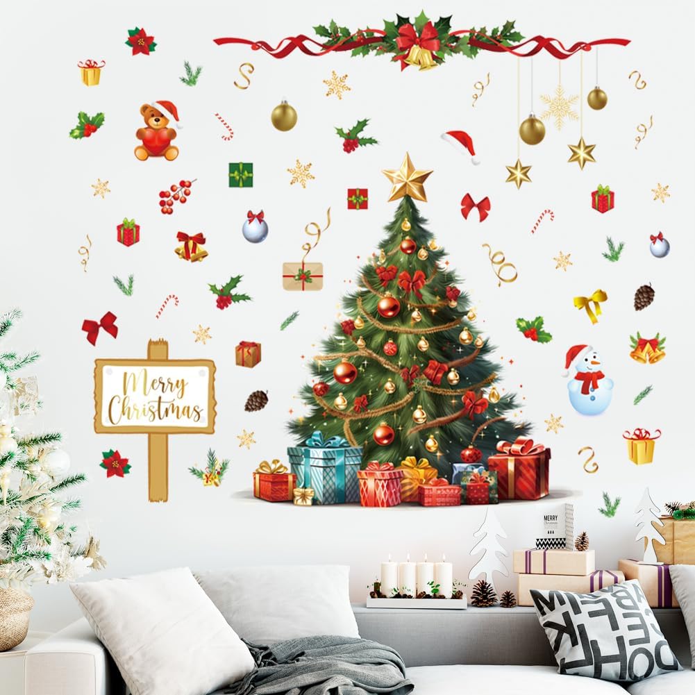 Amazon.com: Large Christmas Tree Wall Decals DIY Christmas Wall ...