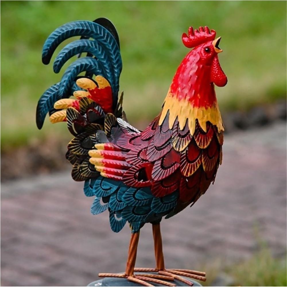 Amazon.com: Ptgbifq Metal Rooster Garden Statue, Rooster Statue for ...