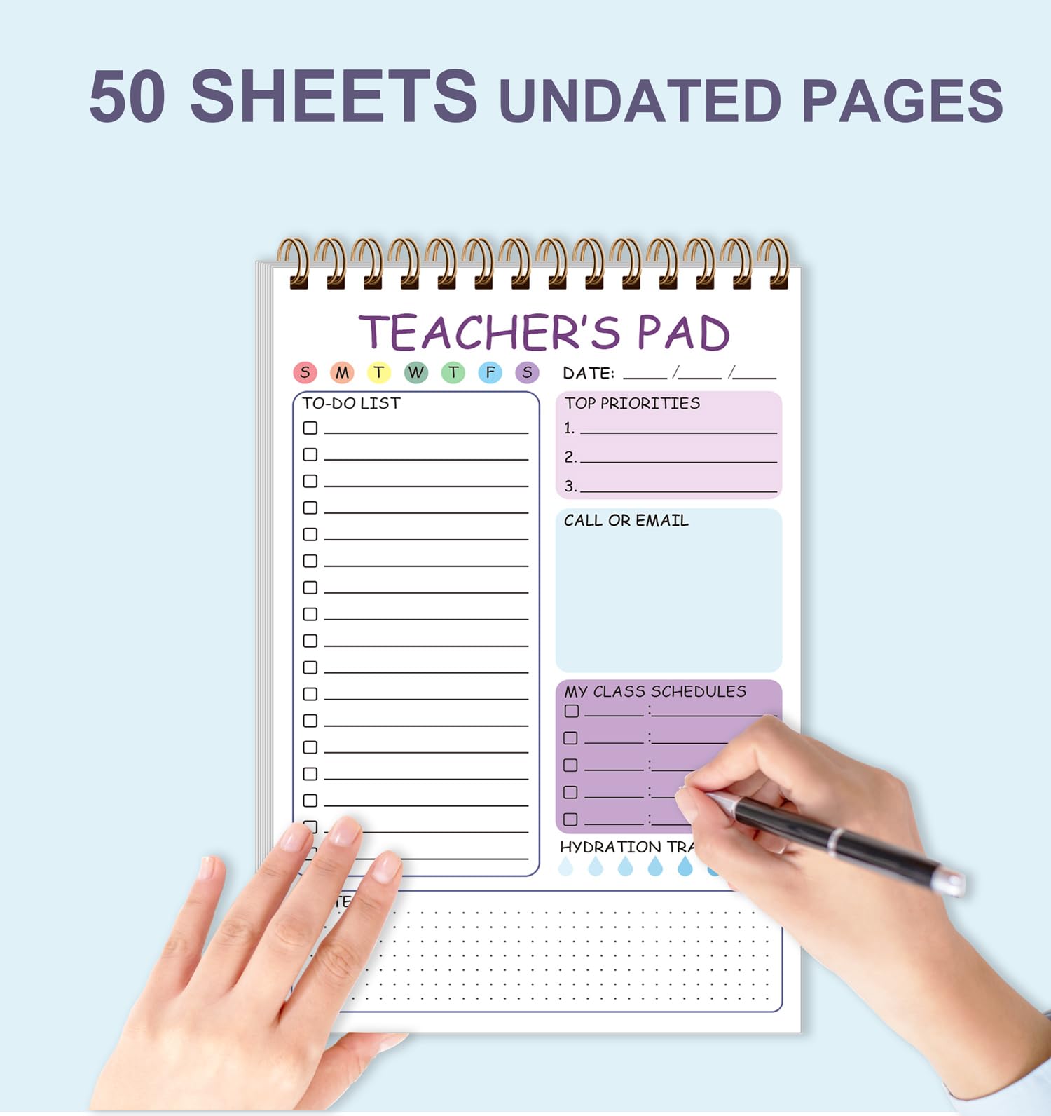 Snapklik.com : Teacher Notepad - Teacher To Do List Notepad, Spiral ...