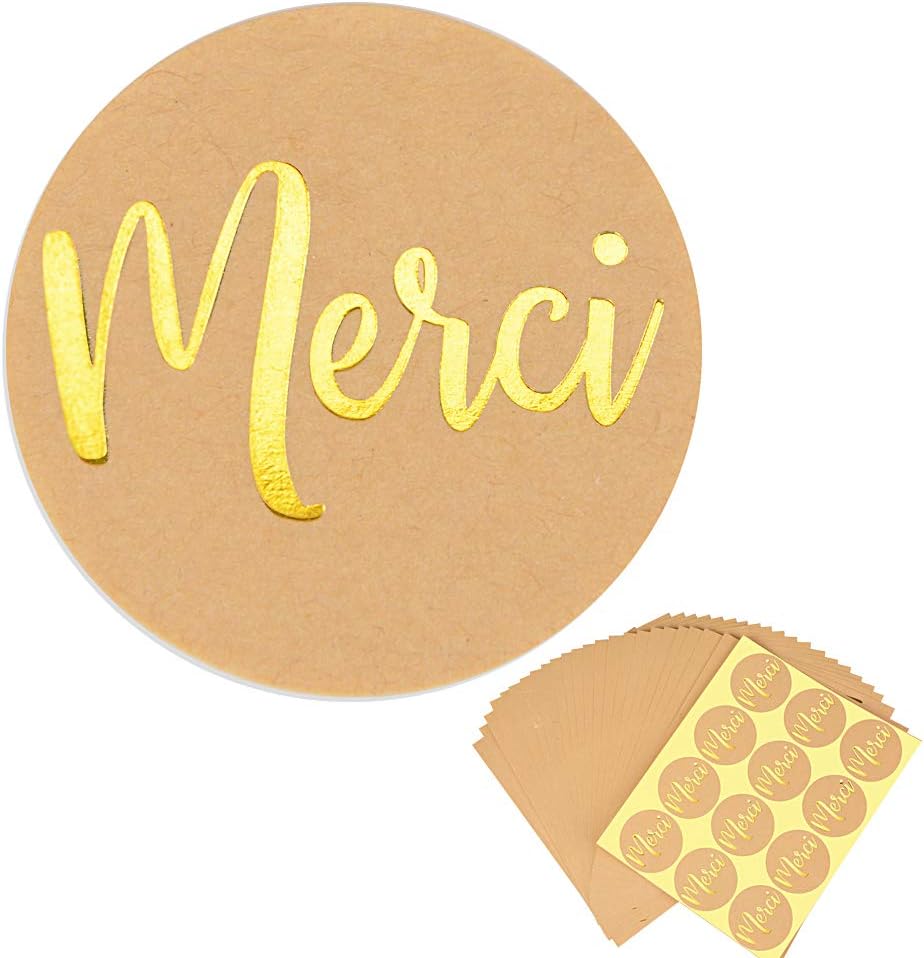 120 Autocollant Merci Étiquettes Stickers Auto-Adhésif, Bomtop Rond ...