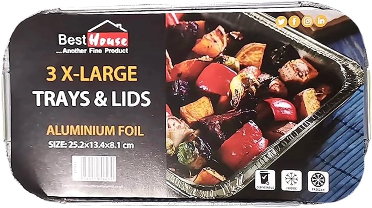 Best House Extra Large Aluminium Foil Baking Trays Container with Lids ...