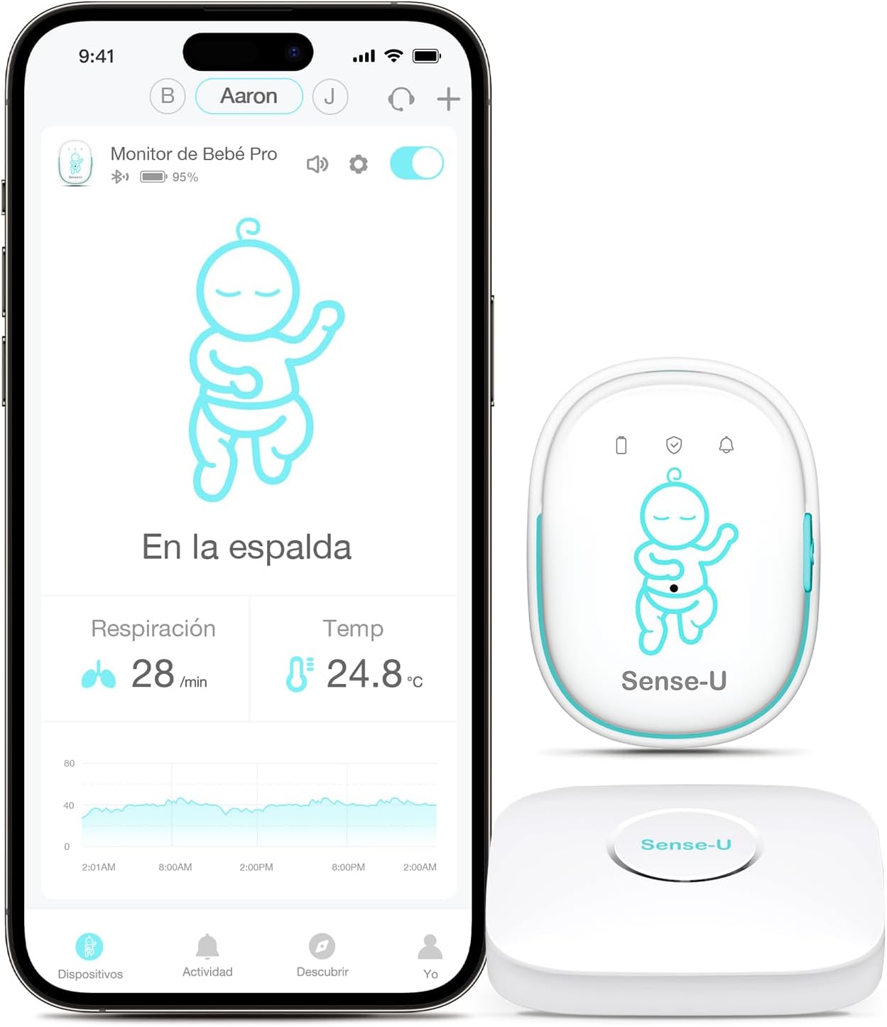 Sense-U Monitor Inteligente para Bebés Pro con vibración de Despertar ...