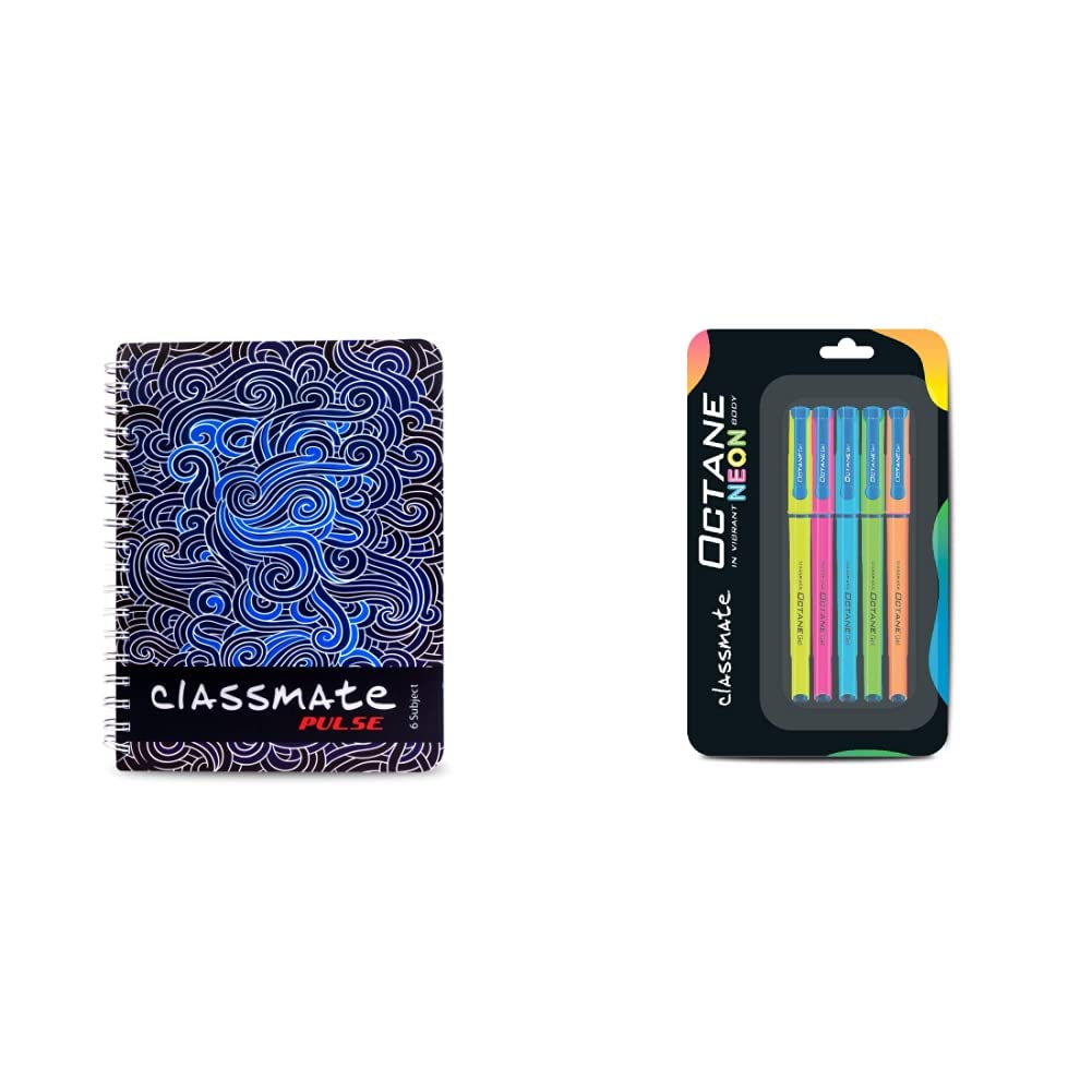 Classmate Pulse 6 Spiral Notebook - 240 mm x 180 mm, Soft Cover, 300 ...