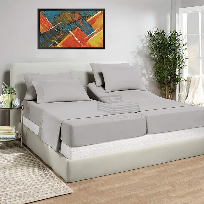 Amazon.com: Split California King Sheets Sets for Adjustable Beds 100% Cotton Bed Sheets-5 Piece ...