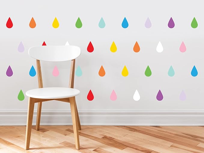 Amazon.com: Raindrop Fabric Wall Decals - Set of 40 Raindrops Wall ...