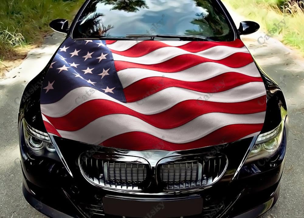 Amazon.com - American Flag Car Hood Vinyl Decal Wrap Sticker Design ...