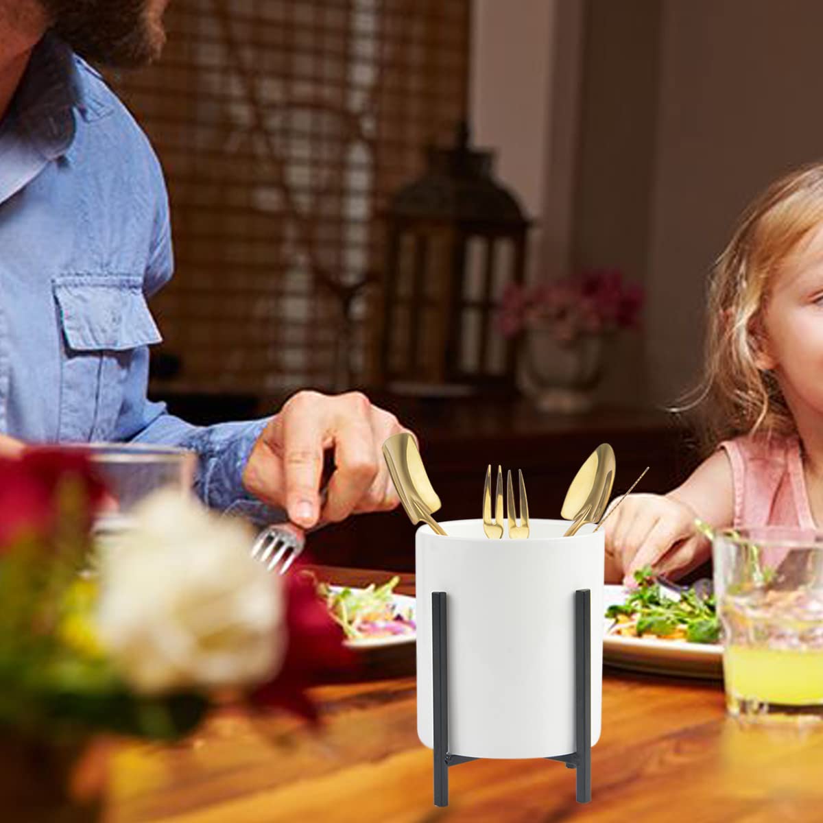 Snapklik.com : MONOSUGO Fork And Spoon Holder Cute, Gold Spoon Stand ...