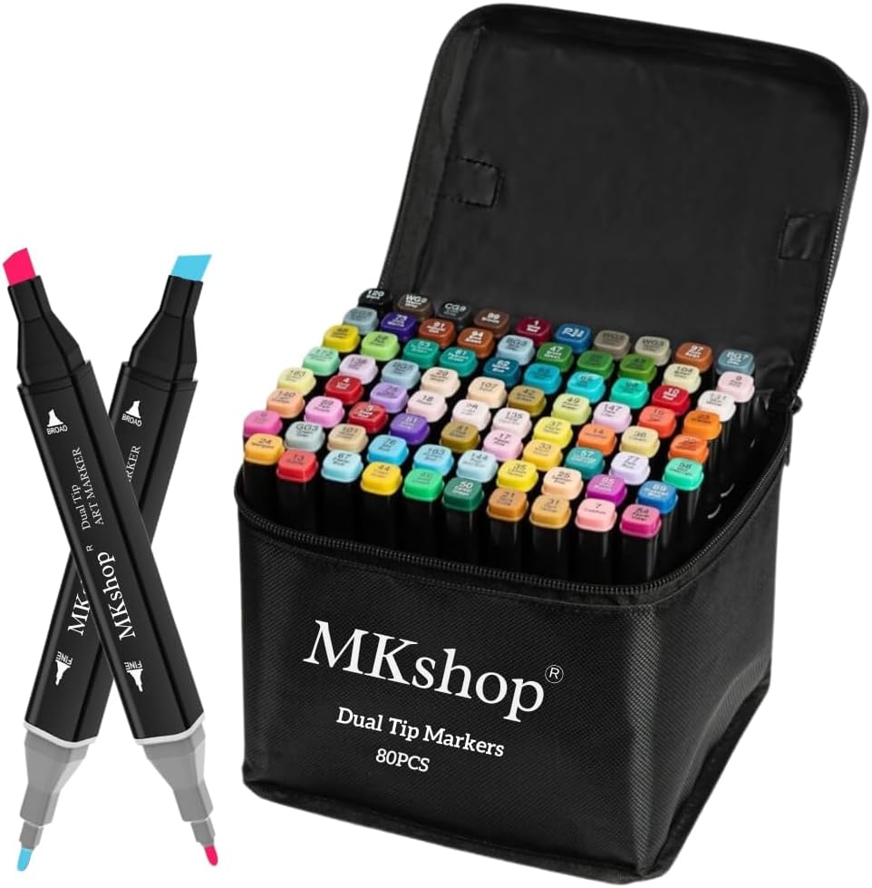 MKshop 80 +2 Colors Markers Pens Set, Permanent Art Marker Pens for ...