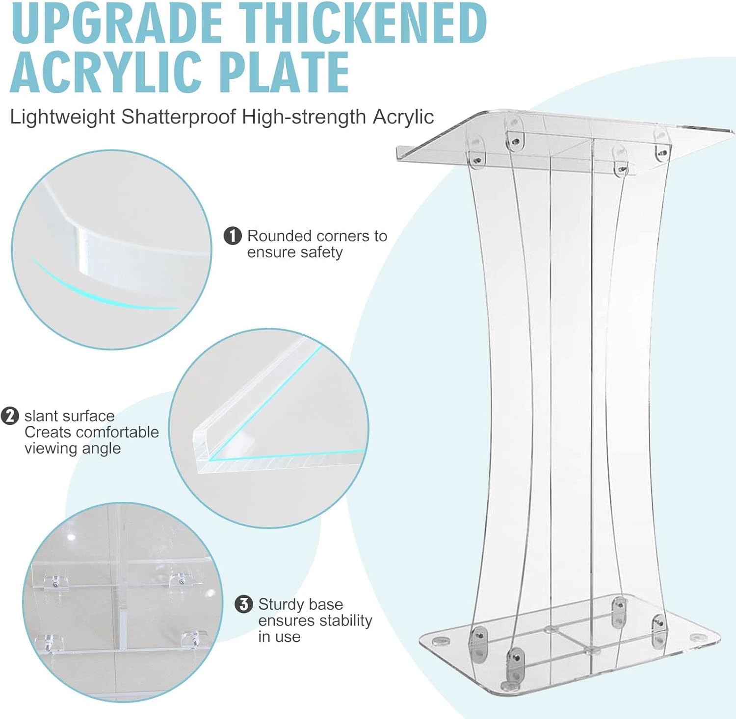 Soporte de podio transparente portátil para presentación con púlpitos ...