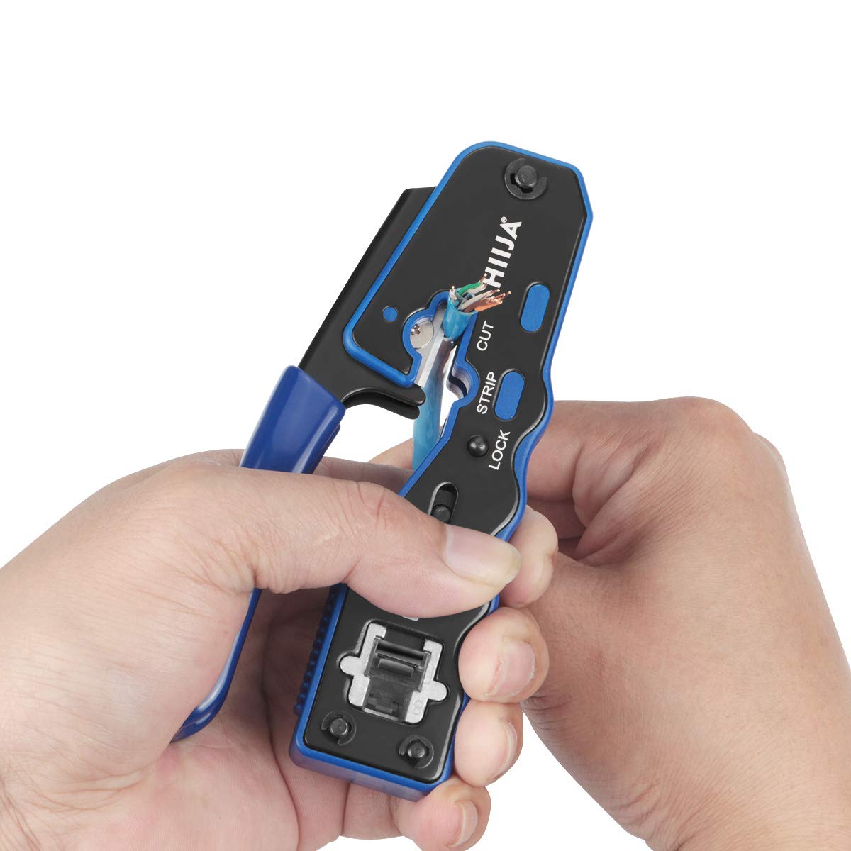 Hiija LAN Network Cable Tester + RJ45 Crimp Tool Pass Through CAT6 ...