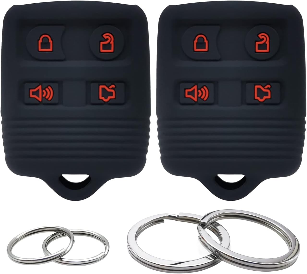 Amazon.com: GFDesign 2Pcs Silicone 4 Buttons Key Fob Cover Remote Case ...