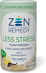 Amazon.com: Zen Remedy Less Stress Plant Protein Powder - Rich Vanilla ...