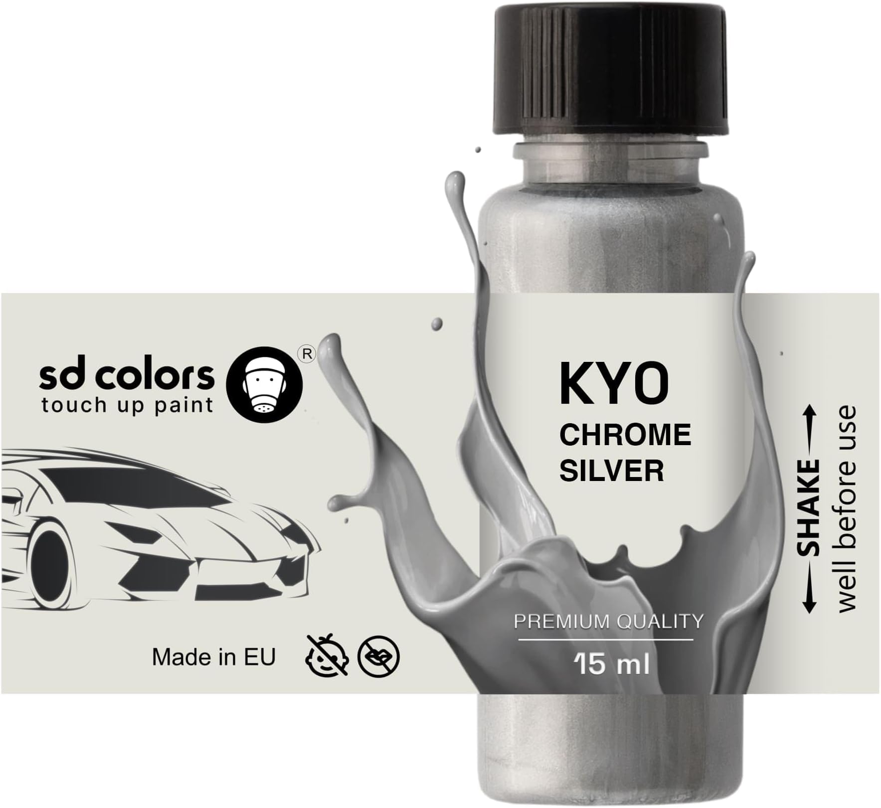 SD COLORS CHROME SILVER KY0 New Touch Up Paint 15 ML REPAIR SCRATCH ...