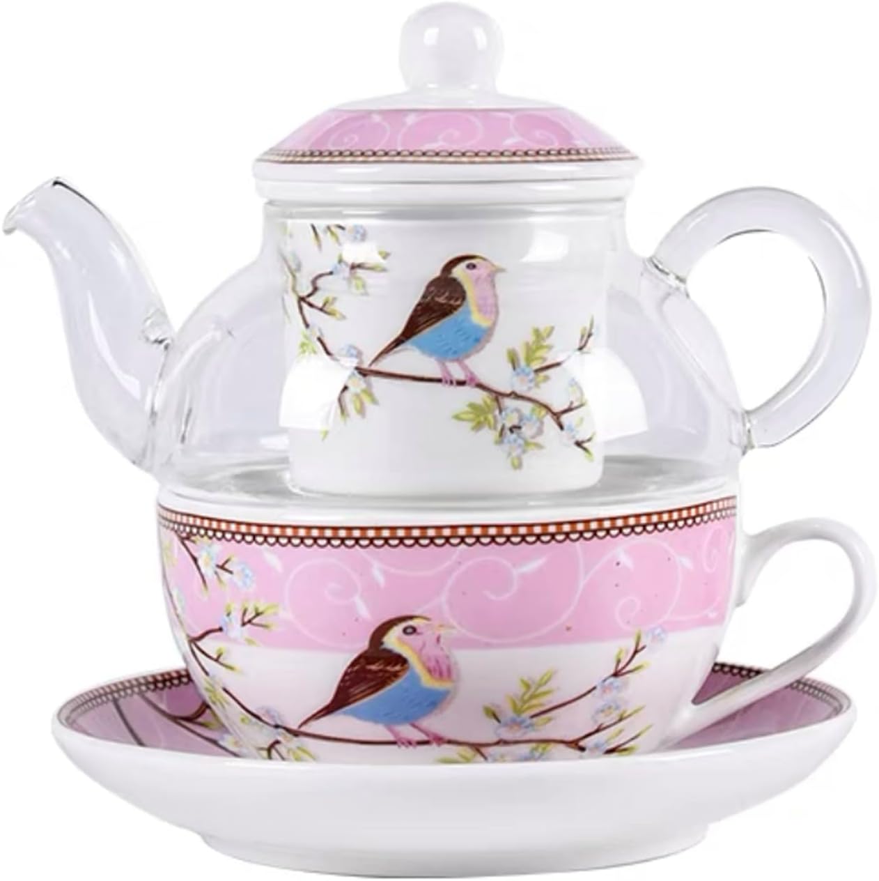 Amazon.com | YBK Tech Tea for One Set, Glass Teapot with Porcelain ...