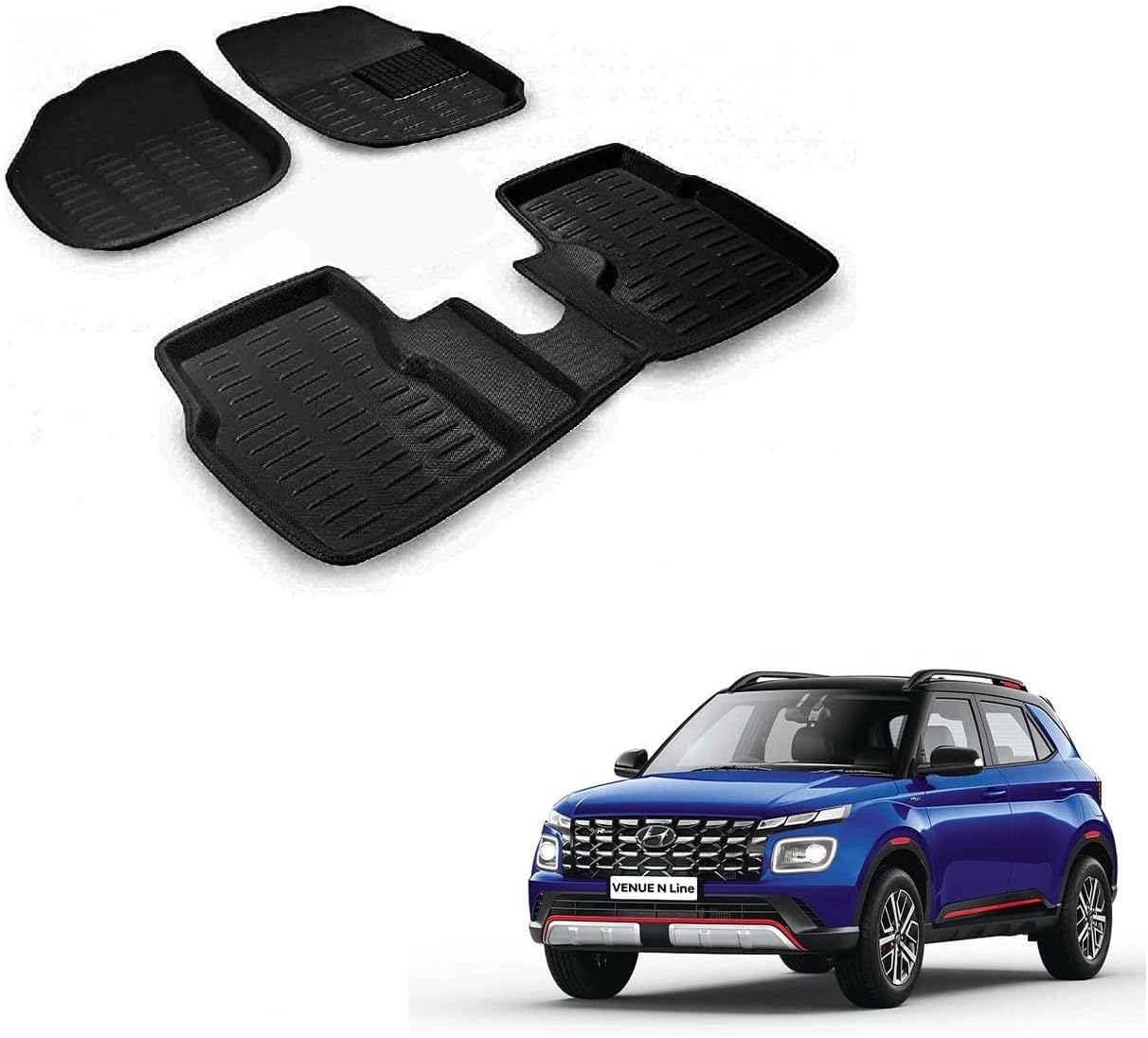 Auto Addict Car 3D Mats Black for Hyundai Venue N LINE 2022 : Amazon.in ...