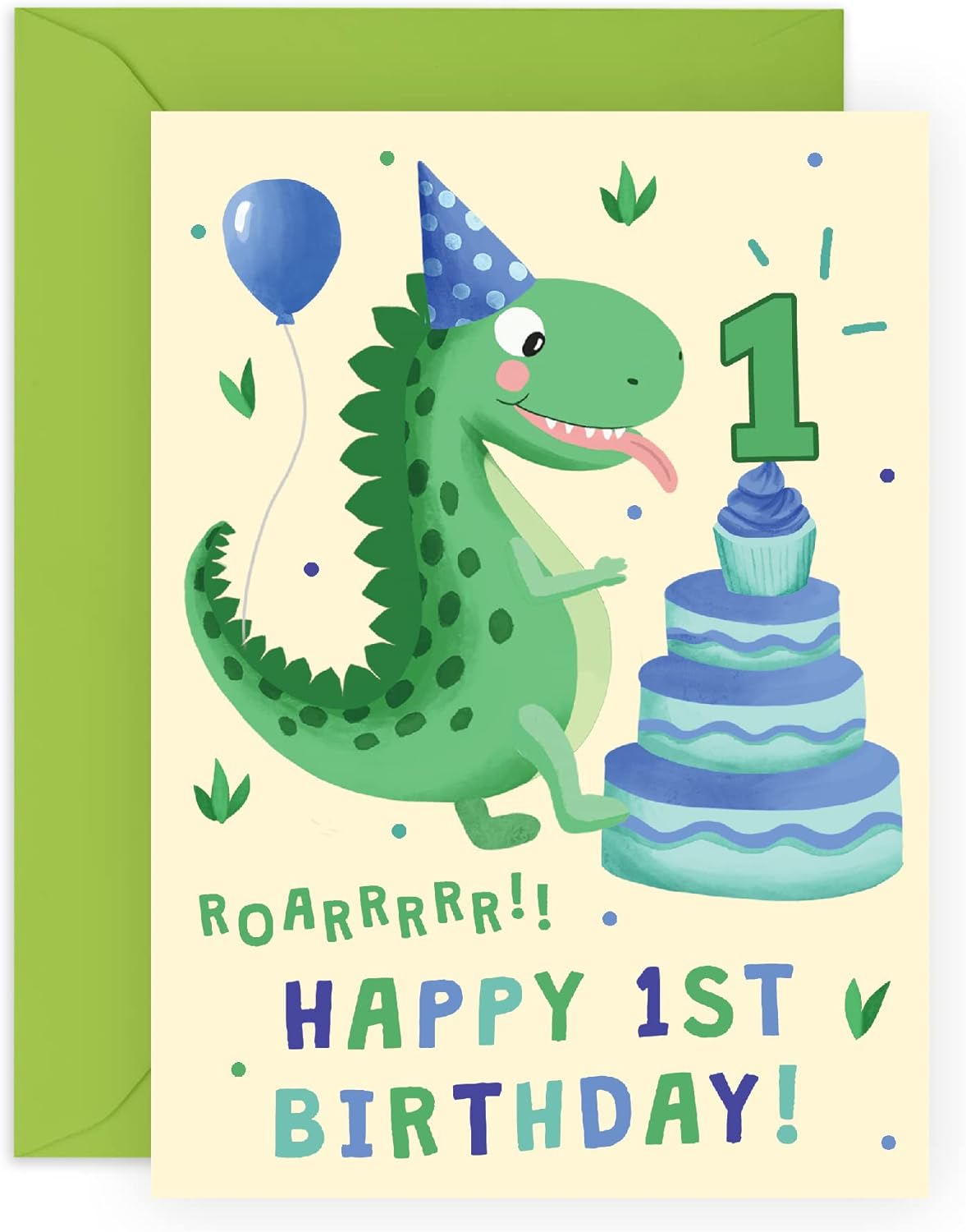 Amazon.com : CENTRAL 23 First Birthday Card For Boy - Dinosaur Birthday ...