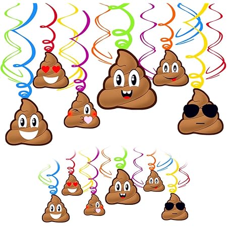 Amazon.com: FANOST Funny Poop Emoji Party Hanging Swirls, 24 pcs Emoji ...