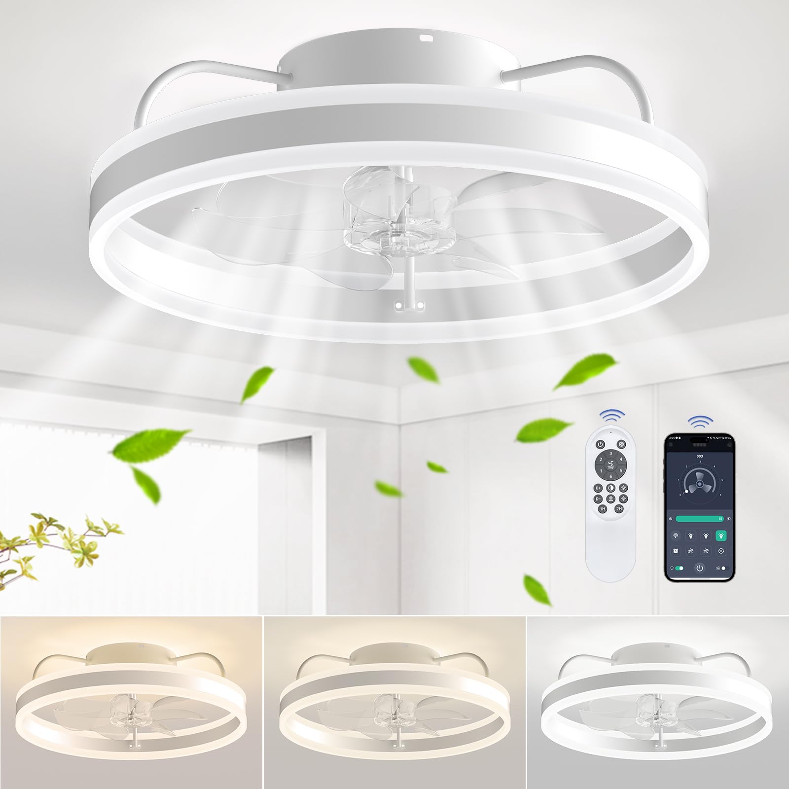 Ceiling Fans with Lights and Remote 20", Ceiling Fan APP Control ...