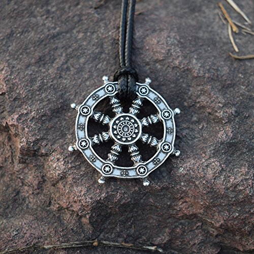 Dharma Wheel of Life Samsara Buddhist Amulet Pendant Talisman (Silver ...