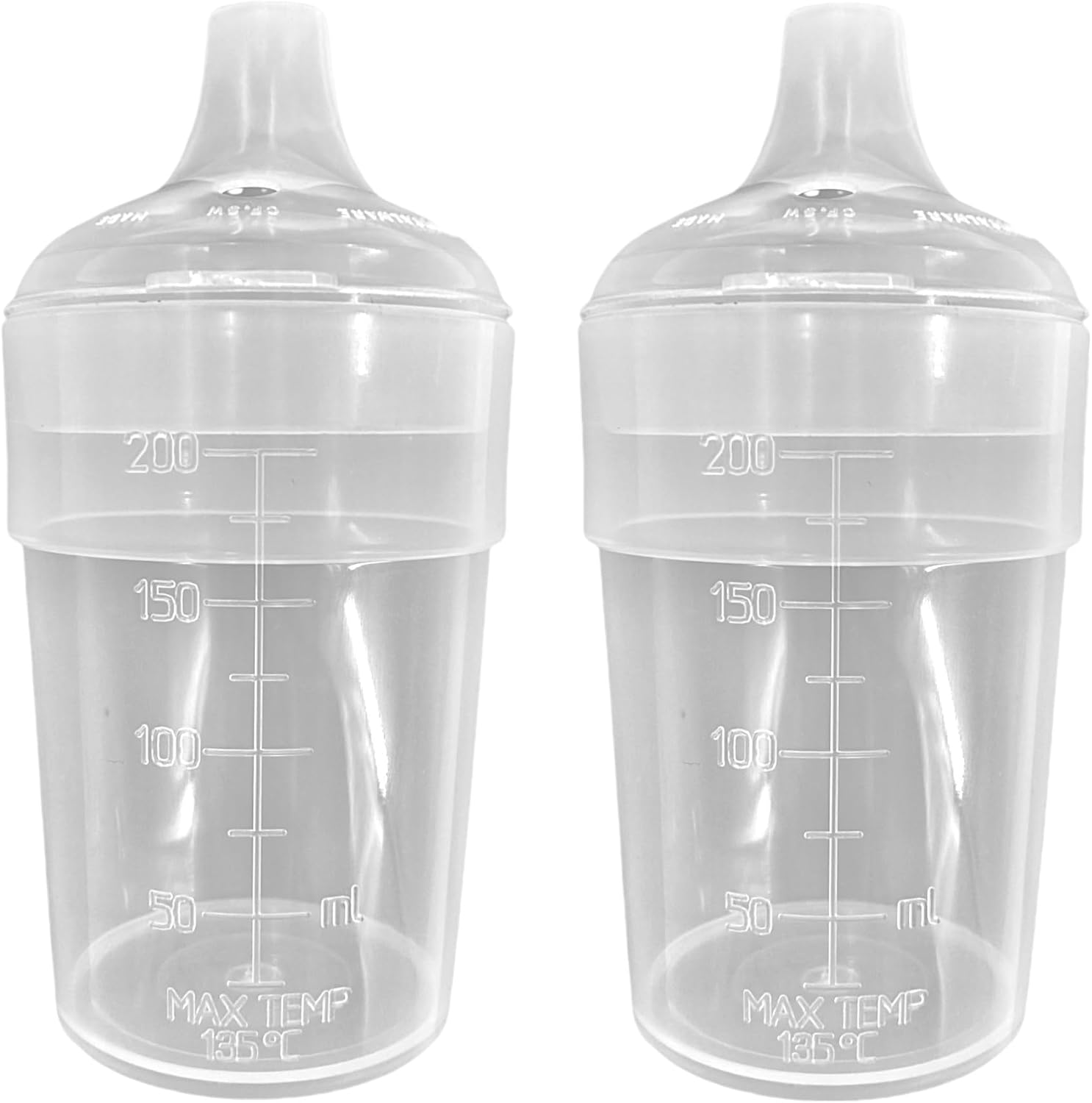 Chabrias Ltd 2 Pack Feeding Beakers 200ml UK Made- Clear With Narrow ...
