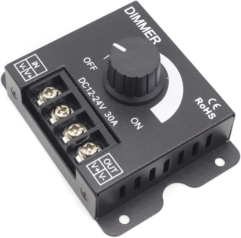 Amazon.com: MSEURO Knob LED Dimmer 12V 24V DC 30A 360W Rotating ...