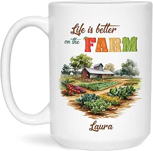 Amazon.com: Personalized Name Life Is Better On The Farm Coffee Mugs ...