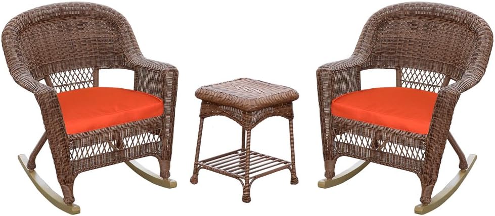 Amazon.com: Jeco 3 Piece Rocker Wicker Chair Set, White : Patio, Lawn ...