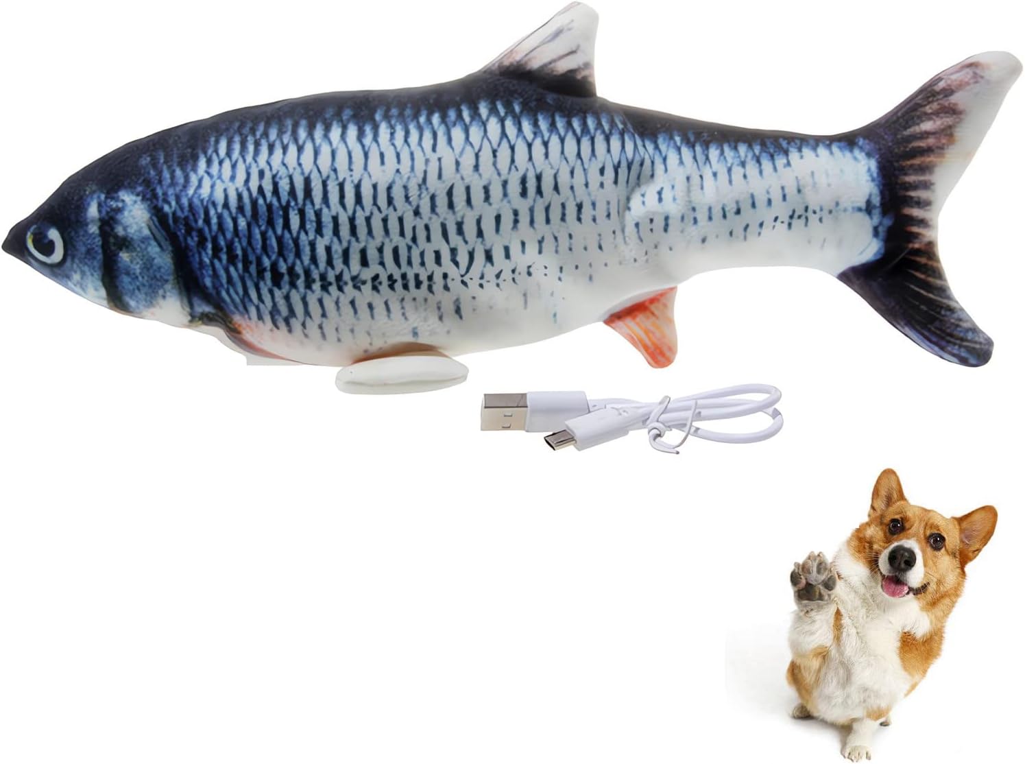 Bikirin Flopping Fish Dog Toy, Realistic and Interactive Plush Flippety ...