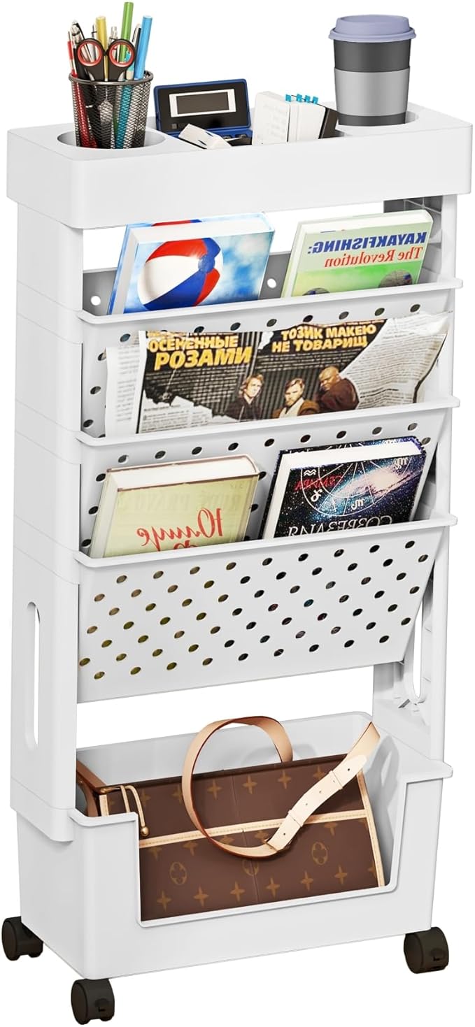 Amazon.com: POBOMULI 5-Tier Bookshelf, Book Storage Organization with ...