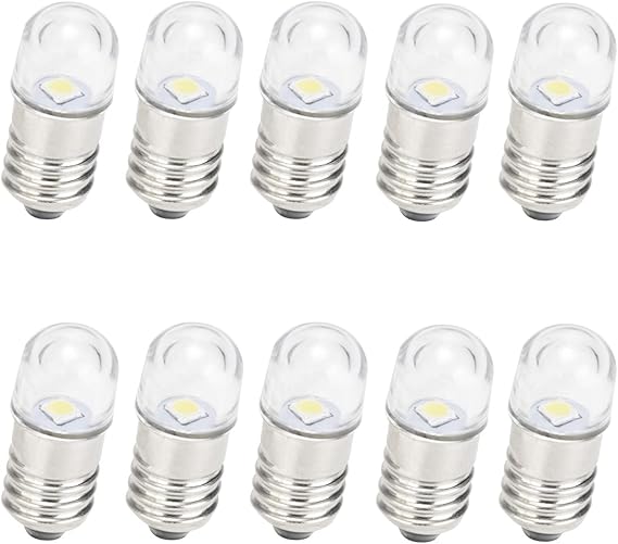GutReise AC/DC E10 Bulbs, 10pcs 12 Volt Warm White E10 Replacement ...