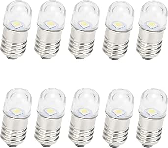 GutReise AC/DC E10 Bulbs, 10pcs 24 Volt Cold White E10 Replacement ...
