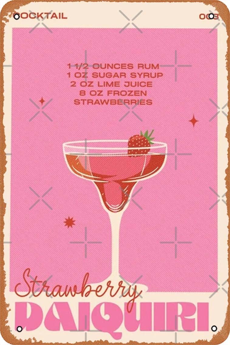 Amazon.com: The Cocktail Strawberry Daiquiri Poster Metal Sign Retro ...
