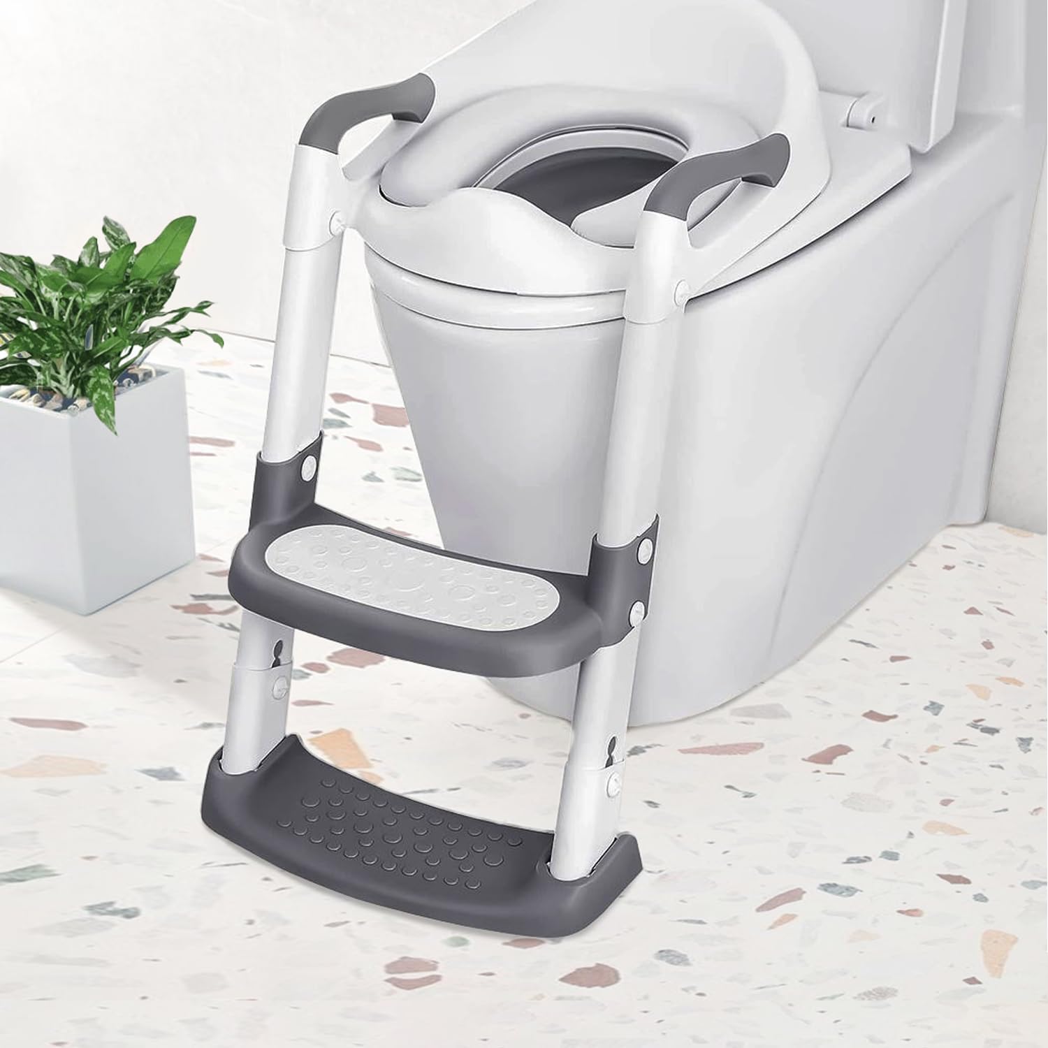 Amazon.com: Potty Training Toilet with Ladder - Grey Adjustable Height ...
