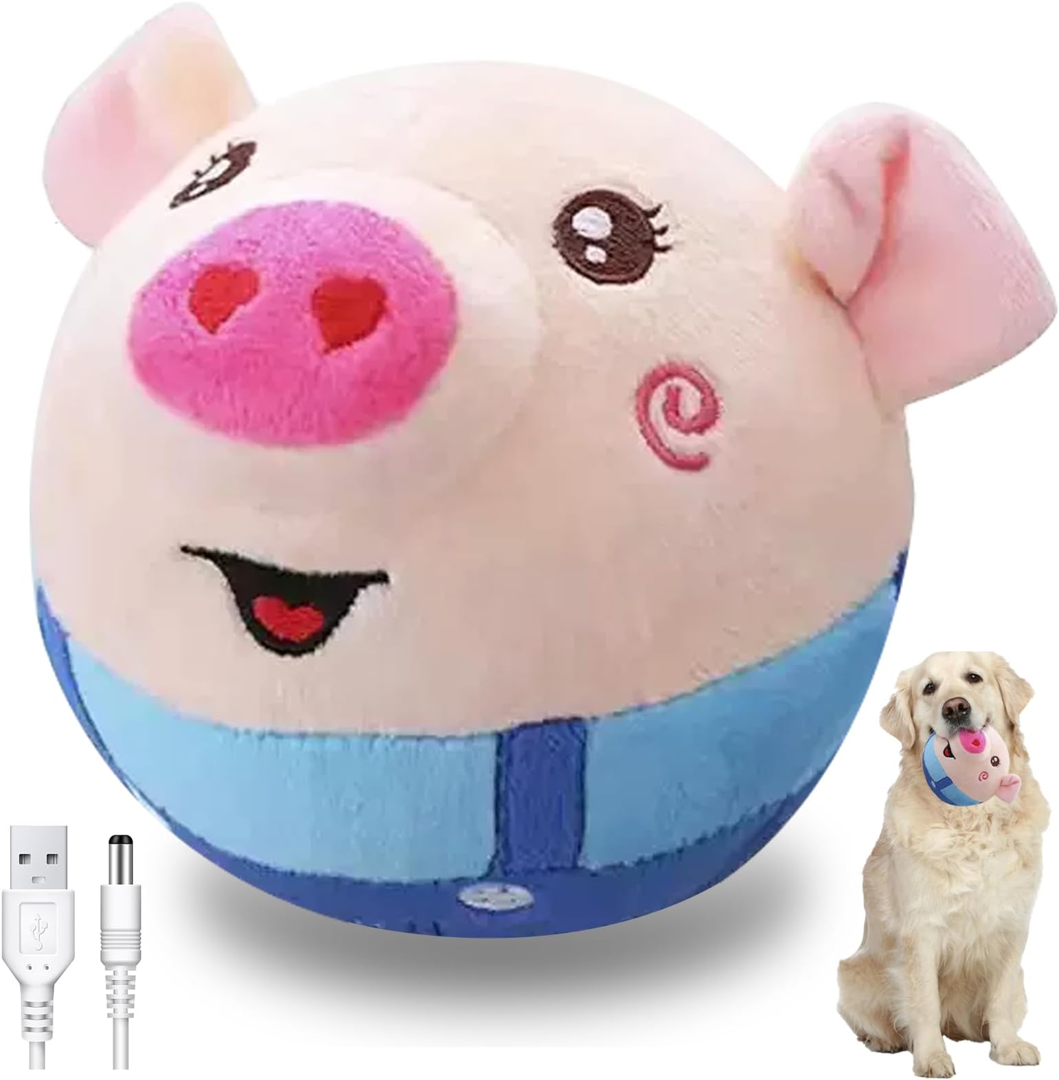 PICKONA Interactive Pet Plush Toys - Moving Bouncing Pig and Squeaky ...