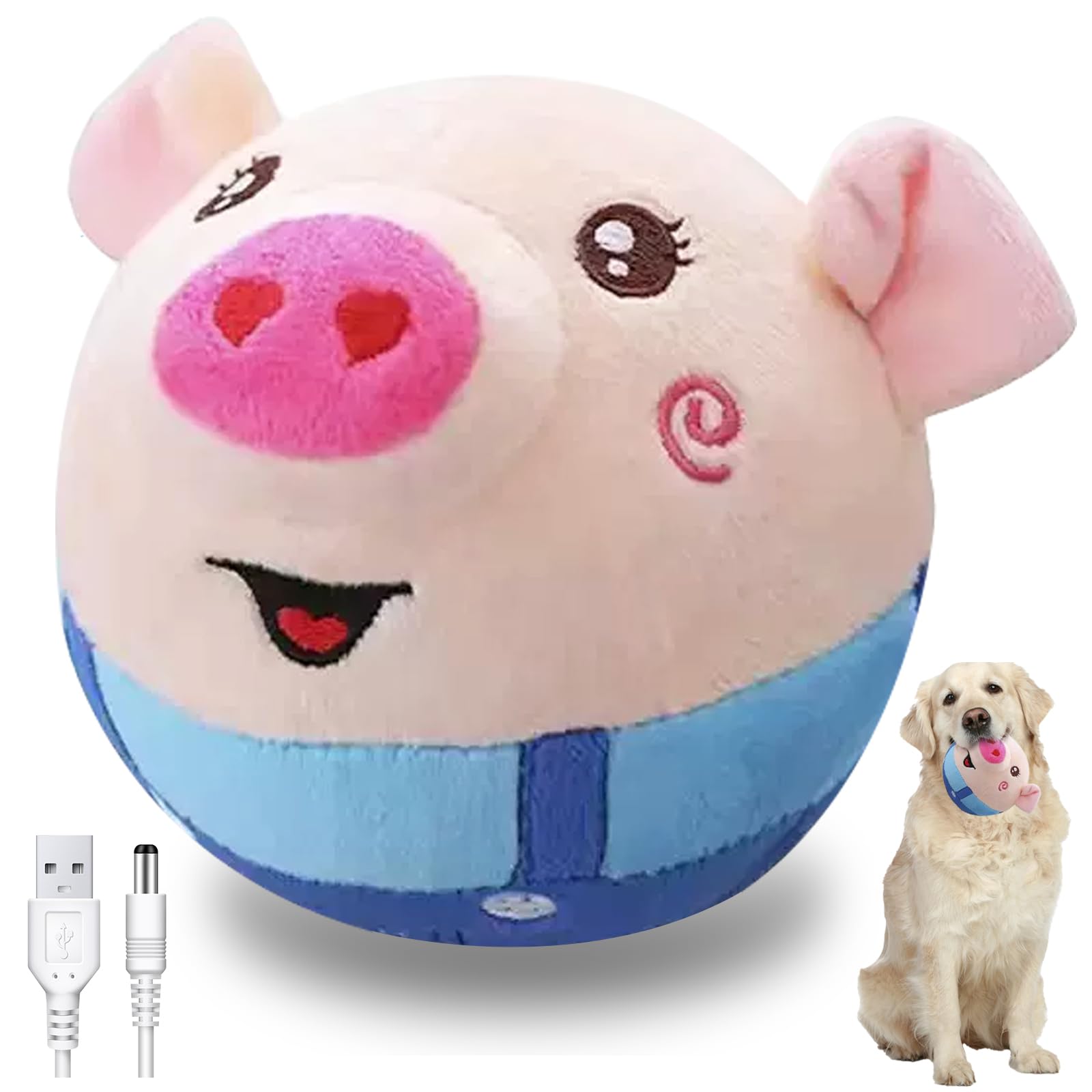 PICKONA Active Moving Pet Plush Interactive Dog Toys, Bouncing Pig Dog ...