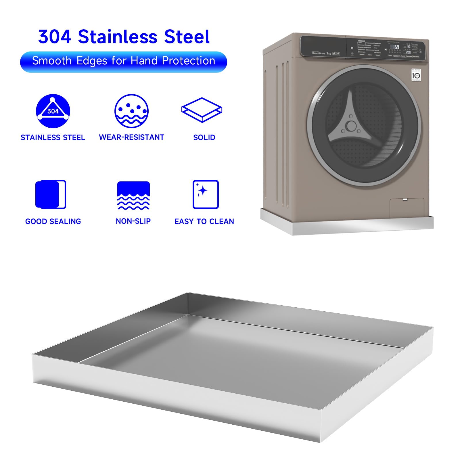 Snapklik.com : 32" X 30" X 2.5" Washing Machine Drain Pan, Washer Tray ...