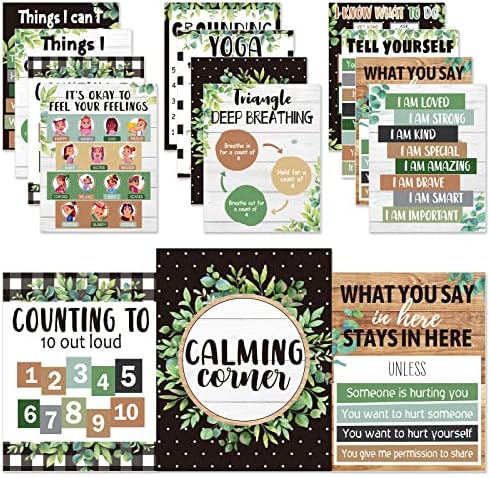 Amazon.com: ZOIIWA 12pcs Farmhouse Calming Corner Classroom Poster ...