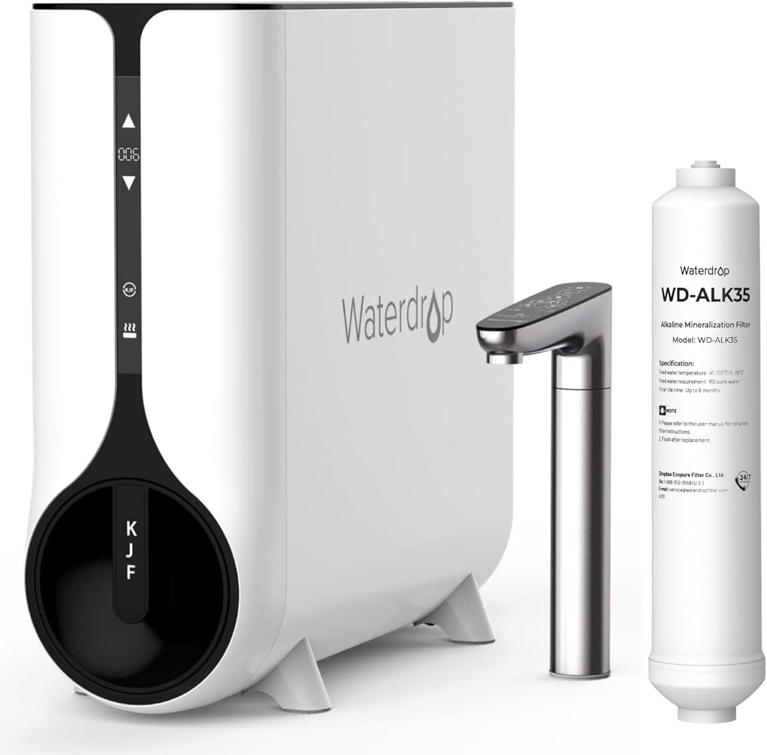 Waterdrop Reverse Osmosis System with 𝐀𝐥𝐤𝐚𝐥𝐢𝐧𝐞 Water Filter WD-ALK16 ...