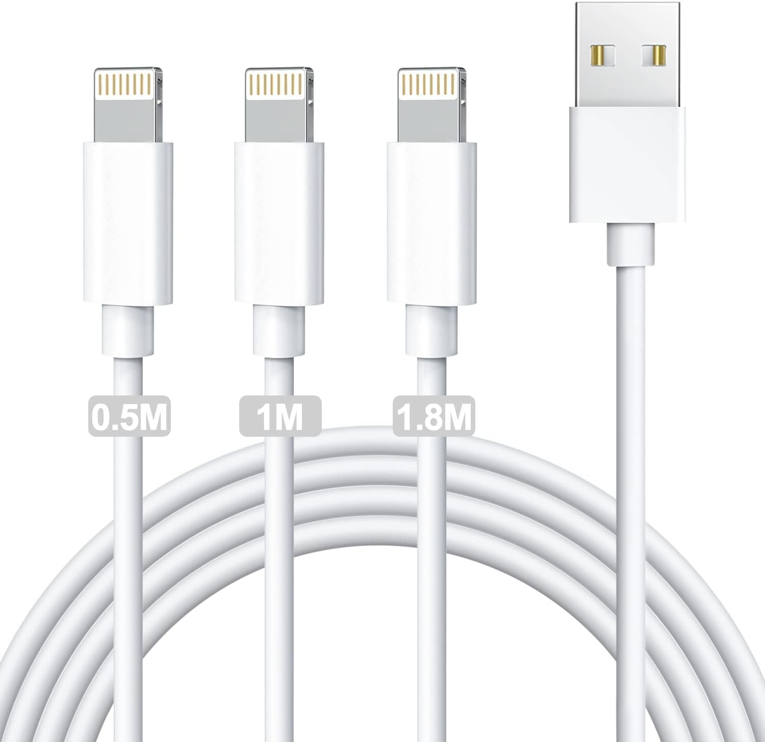 iPhone Cords, Lightning Cable 3Pack【0.5m/1m/1.8m】 MFi Certified iPhone ...