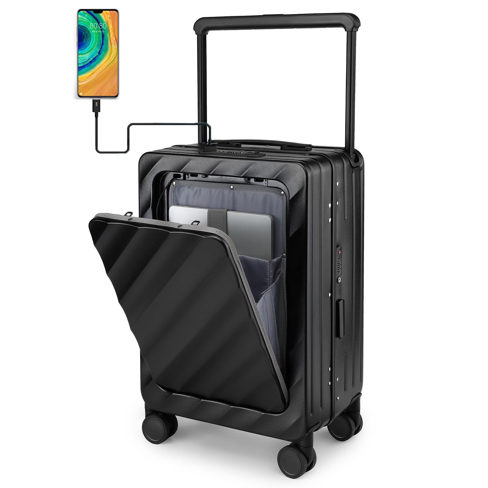 Somago Traveling Luggage Wide Handle Carry On Suitcase 20 Inch 22x14x9 ...